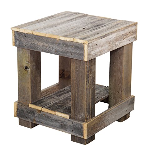 Del Hutson Designs - Rustic Barnwood End Table, USA Handmade Reclaimed Wood (Natural)