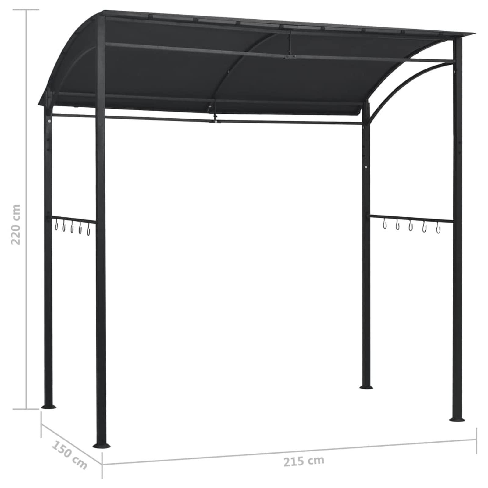 Tidyard BBQ Gazebo Sun Shade Shelter Anthracite Steel for Patio, Wedding, BBQ, Camping, Festival Events 7.1ft x 4.9ft x 7.2ft (L x W x H)