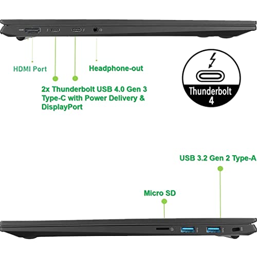 LG Gram 16 12th gen Intel Core i7-1260P Evo Platform Laptop Business, 16" WQXGA (2560 x 1600) IPS Display, Backlight Keyboard, Thunderbolt4, Wi-Fi 6E, Windows 11, 16GB RAM, 1TB PCIe SSD, HDMI Cable