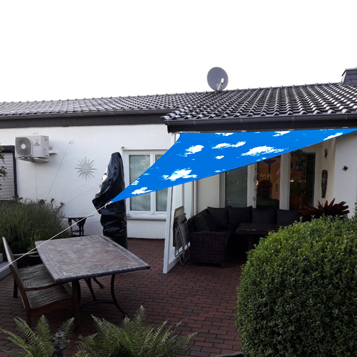 COARBOR 12' x 12' x 12' Sun Shade Sail Waterproof Triangle Canopy Cover Shade Cover Awning for Pergola Carport Awning Patio Yard Garden-Sky Blue