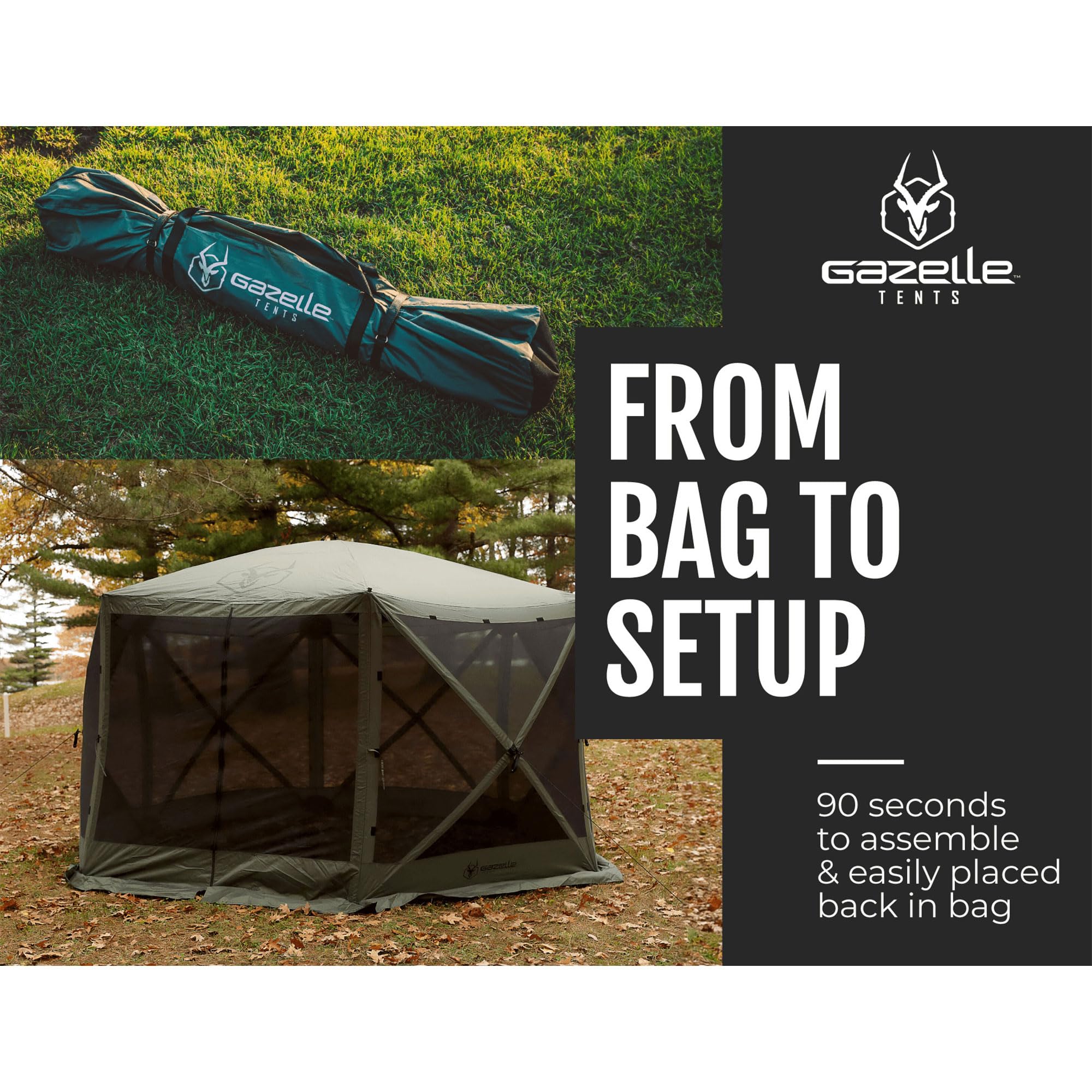 Gazelle GG601GR G6 8-Person 6-Sided Portable Pop-Up Gazebo with Mesh Wind Panels, Carry Bag, and Stakes, Alpine Green
