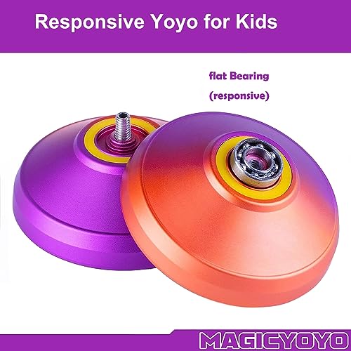 MAGICYOYO V8 Unresponsive Yoyo Professional Yoyo for Advanced, Pro Metal Yoyo + Yoyo Glove + 6 Yoyo Strings (Purple Orange)