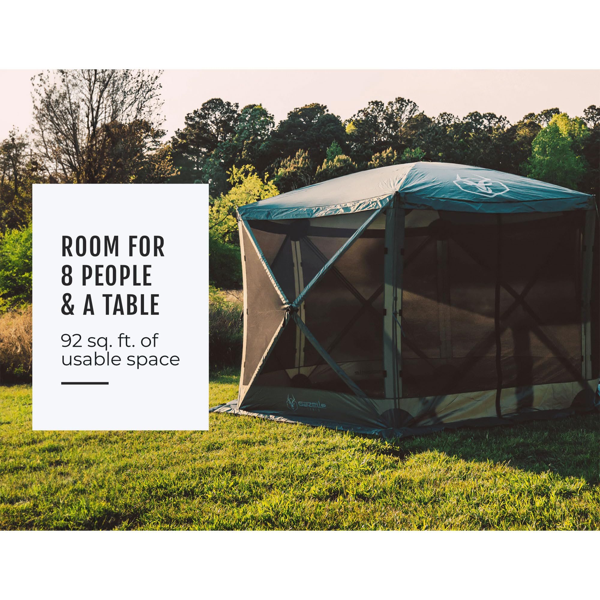 Gazelle GG601GR G6 8-Person 6-Sided Portable Pop-Up Gazebo with Mesh Wind Panels, Carry Bag, and Stakes, Alpine Green