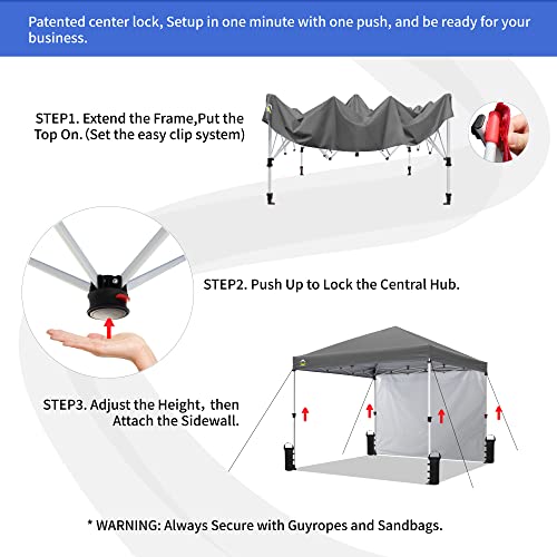CROWN SHADES Pop Up Canopy Tent 10X10 Commercial Instant Canopy Tent Outdoor (10x10, Grey)