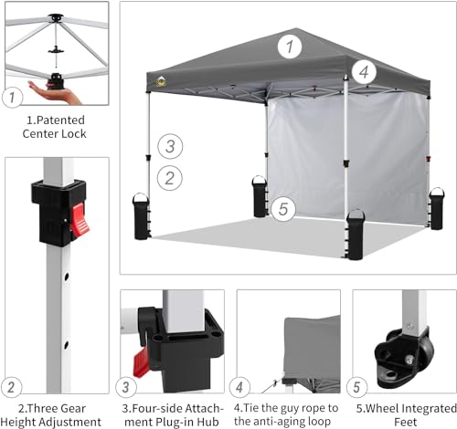 CROWN SHADES Pop Up Canopy Tent 10X10 Commercial Instant Canopy Tent Outdoor (10x10, Grey)