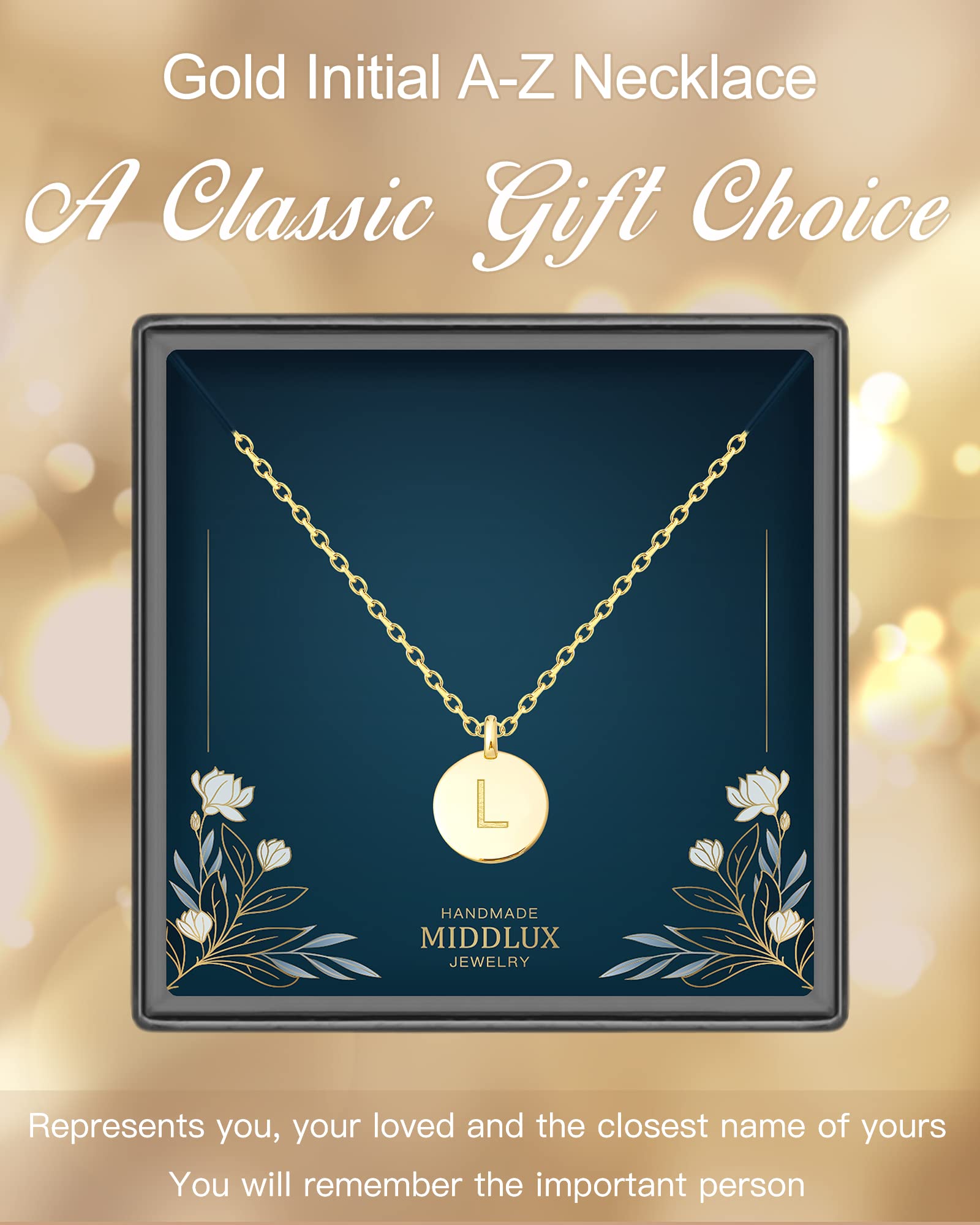 L Necklace, Personalized Necklaces for Women, Letter Initial Custom Name Necklace, Gold Necklaces for Women
