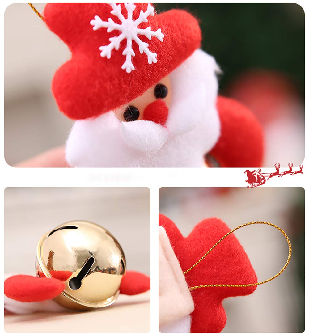 TOPZEA 16Pcs Christmas Bells Ornaments Pendant, Hanging Jingle Bells Felt Bulk Xmas Tree Decorations Santa Clause Snowman Reindeer Doll Elk Bear Ornament for Christmas, Door Home Decor