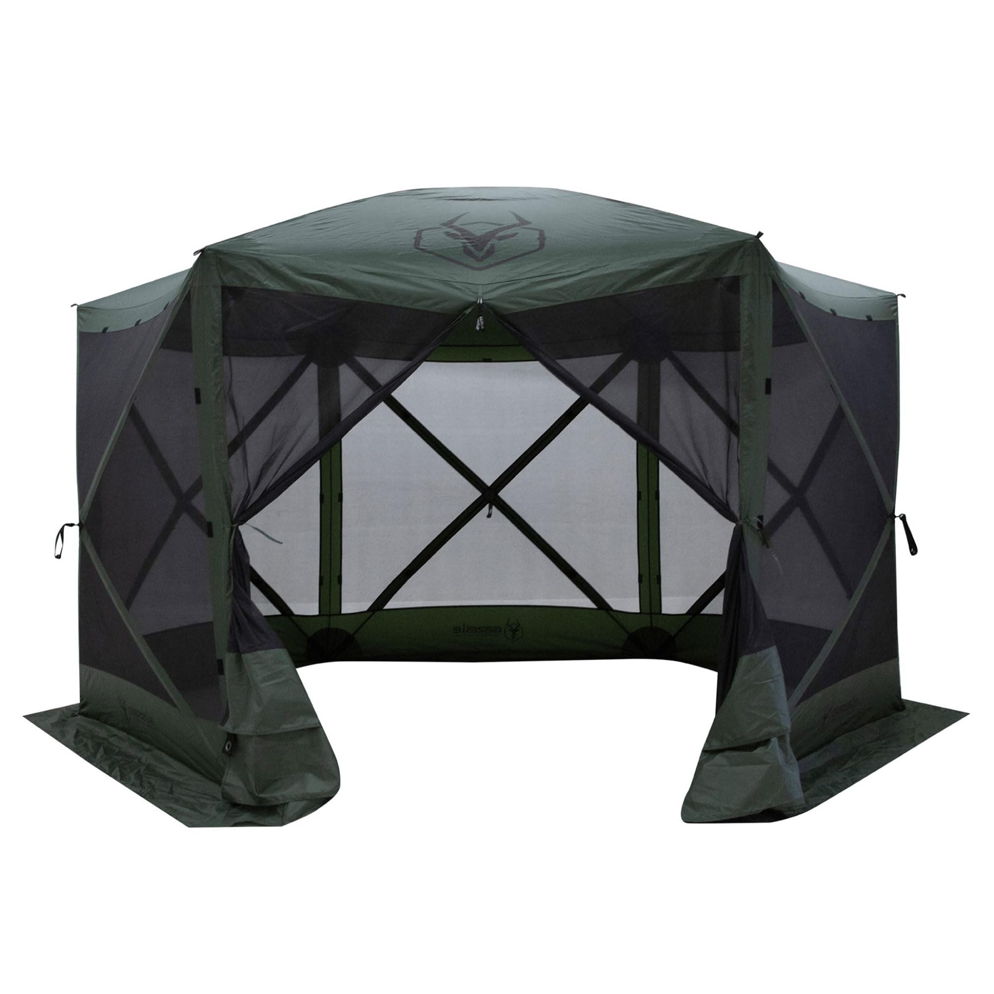 Gazelle GG601GR G6 8-Person 6-Sided Portable Pop-Up Gazebo with Mesh Wind Panels, Carry Bag, and Stakes, Alpine Green