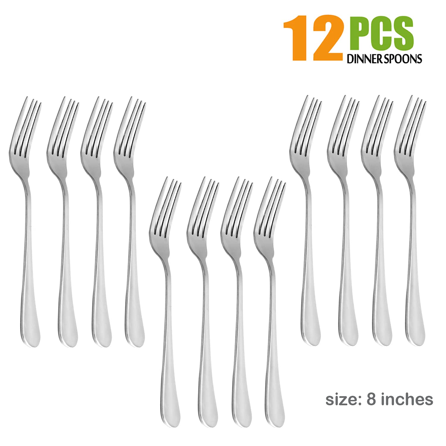 Dinner Forks, HaWare 12-Pieces Stainless Steel Forks, Classic Elegant Design, Mirror Polished, Dishwasher Safe