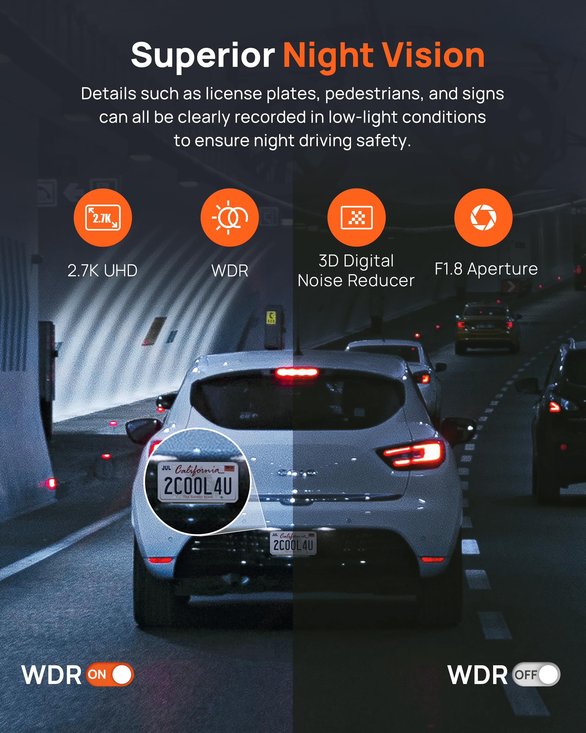 70mai 2.7K UHD Dash Cam Front and Rear A500S, Dual Dash Camera for Cars, Dashcam with APP, Sony IMX335, ADAS, Built-in WiFi GPS, 2'' IPS Screen, WDR, Night Vision, 24/7 Parking Mode, Loop Recording