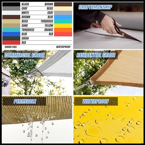Royal Shade 12' x 18' Cream Rectangle Sun Shade Sail Canopy Outdoor Patio Fabric Screen Awning RTAPR1218 - UPF50+ 95% UV Blockage, Heavy Duty, Water & Air Permeable (We Make Custom Size)