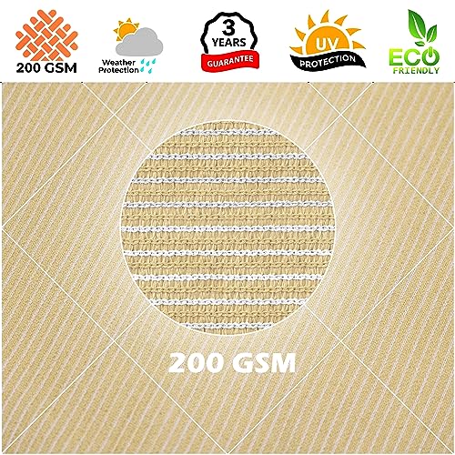 Royal Shade 12' x 18' Cream Rectangle Sun Shade Sail Canopy Outdoor Patio Fabric Screen Awning RTAPR1218 - UPF50+ 95% UV Blockage, Heavy Duty, Water & Air Permeable (We Make Custom Size)