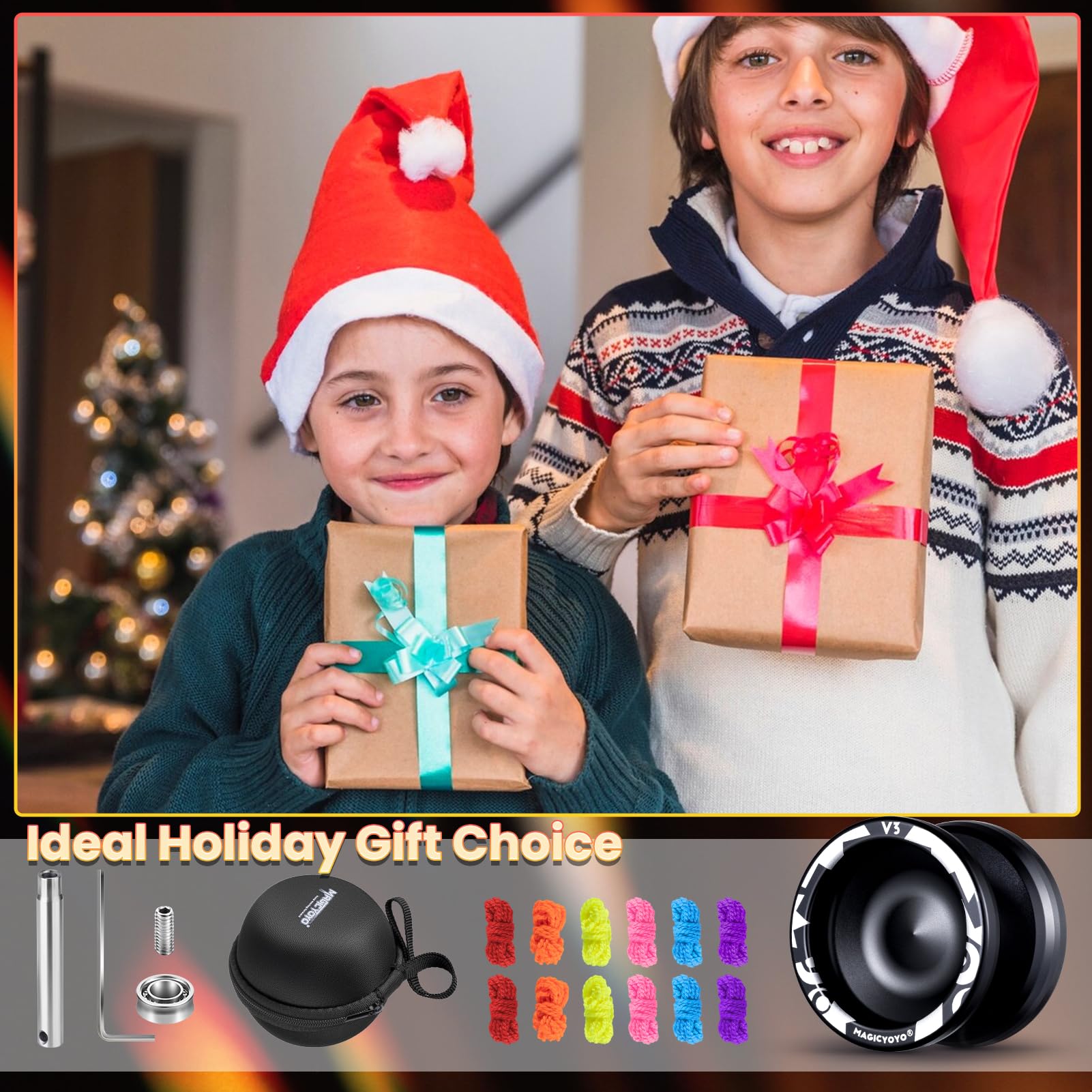 MAGICYOYO V3 Professional Responsive Yoyo for Kids 8-12 and Adults, Dual Function with 12 Strings, KK Bearing, Bearing Puller, Axle, Case - Black