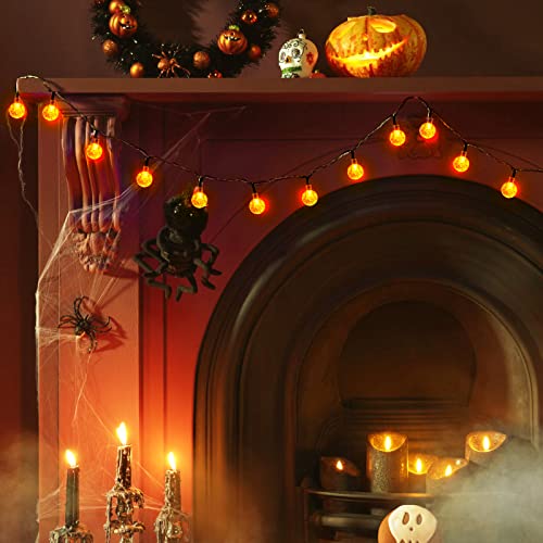 Solar Christmas String Lights Outdoor Waterproof, 2 Pack 60 LED 36.5 FT Each, Crystal Globe Lights with 8 Lighting Modes, Solar Powered Patio Lights for Garden Yard Porch Wedding Party Decor (Orange)