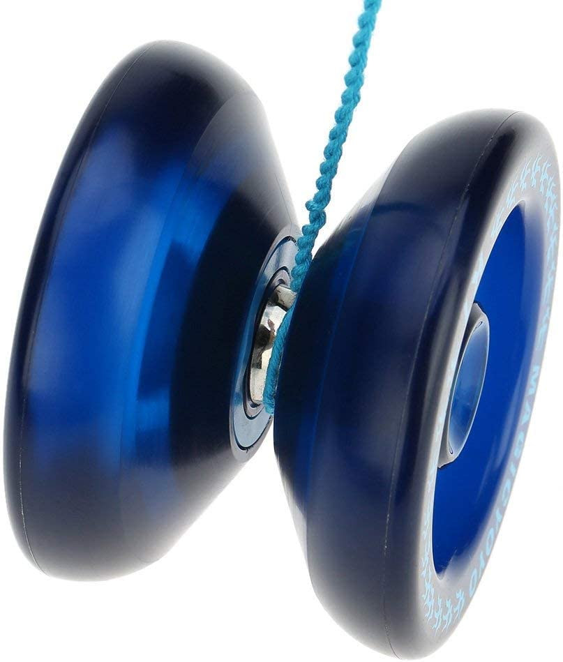 MAGICYOYO Responsive Yoyo K1 Tug Return Yoyo, Hubstacks Yoyo for Kids Beginners Dual Purpose Yoyo with Unresponsive Bearing, Sturdy Storage Bag + 12 Yoyo Strings +Yo-Yo Glove +2 Yoyo Hubstacks (Blue)