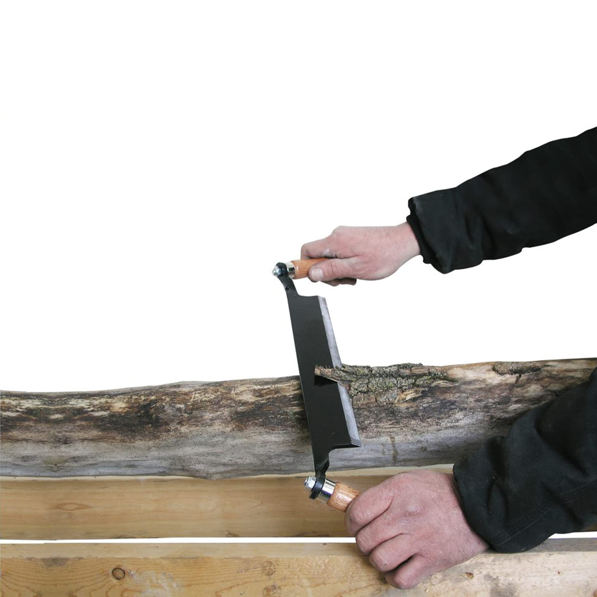 Timber Tuff 13-Inch Straight Wood Blade Draw Shave Knife Log Woodworking Tool with Wood Grip Handles, and 5-mm Thick, 30-Degree Angle Blade