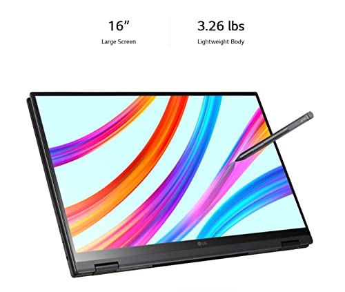 LG gram 16'' 2-in-1 Ultra-Lightweight Laptop, WQXGA(2560 x 1600) IPS 16:10 TouchDisplay, Intel Evo Core i7-1165G7, Wi-Fi 6, 21 hr BatteryLife, Thunderbolt4, Stylus Pen, Win 11(16GB RAM | 1TB PCIe SSD)
