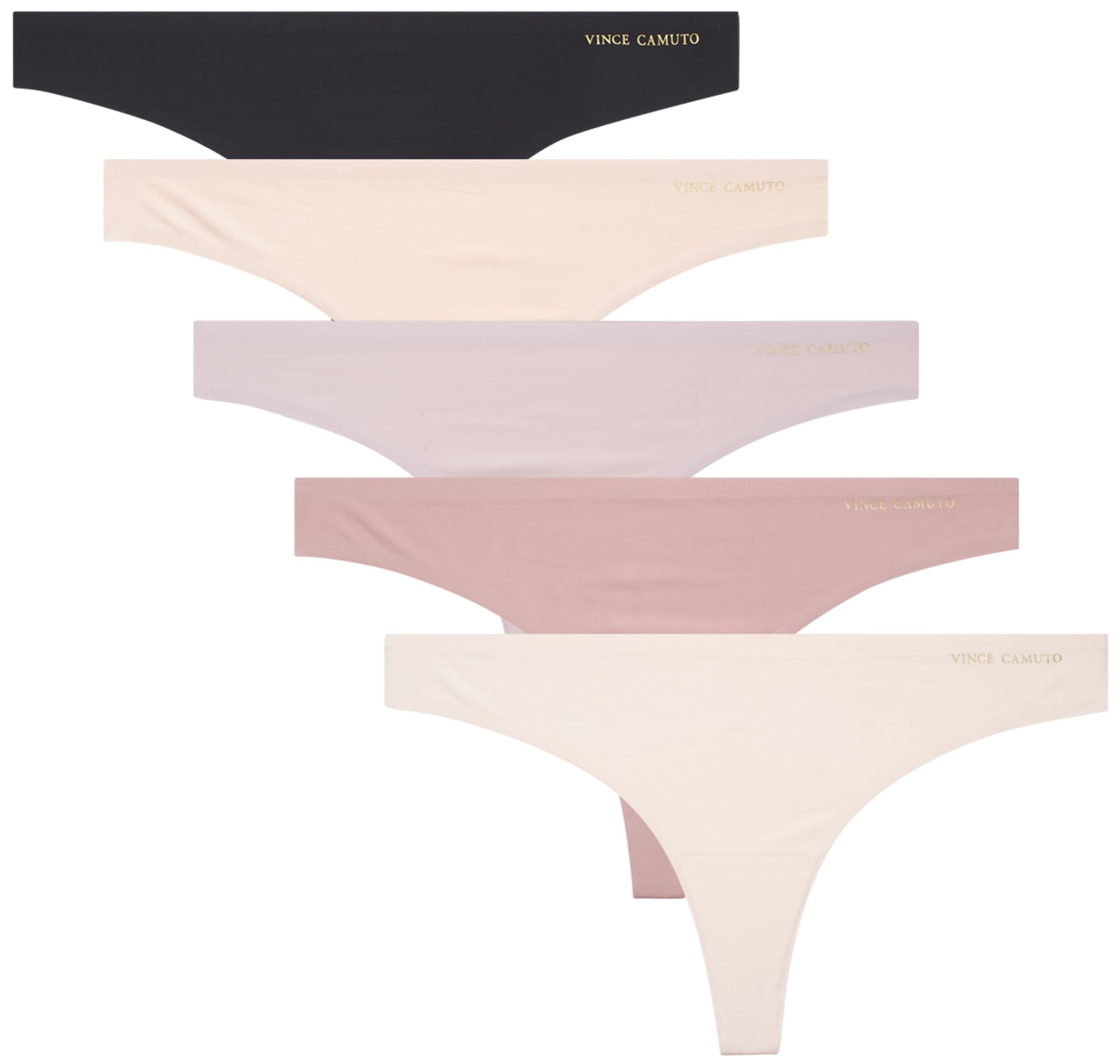 Vince Camuto Women's Thong Underwear - 5 Pack/10 Pack Ultra Soft & Sexy Lingerie - Breathable Panties for Women, Size Medium, Rose Assorted (5 Pack)