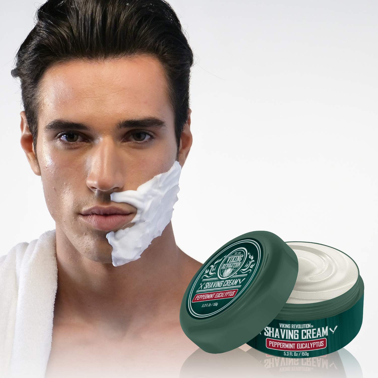 Luxury Shaving Cream Peppermint & Eucalyptus Scent - Soft, Smooth & Silky Shaving Soap - Rich Lather for the Smoothest Shave - 5.3oz