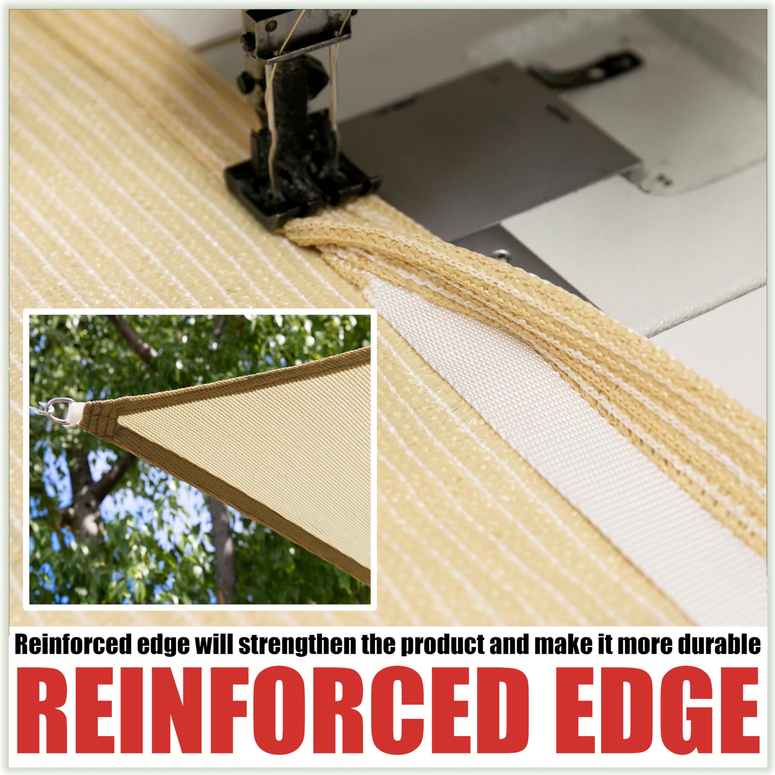 Royal Shade 8' x 12' Cream Rectangle Sun Shade Sail Canopy Outdoor Patio Fabric Screen Awning RTAPR0812 - UPF50+ 95% UV Blockage, Heavy Duty, Water & Air Permeable (We Make Custom Size)
