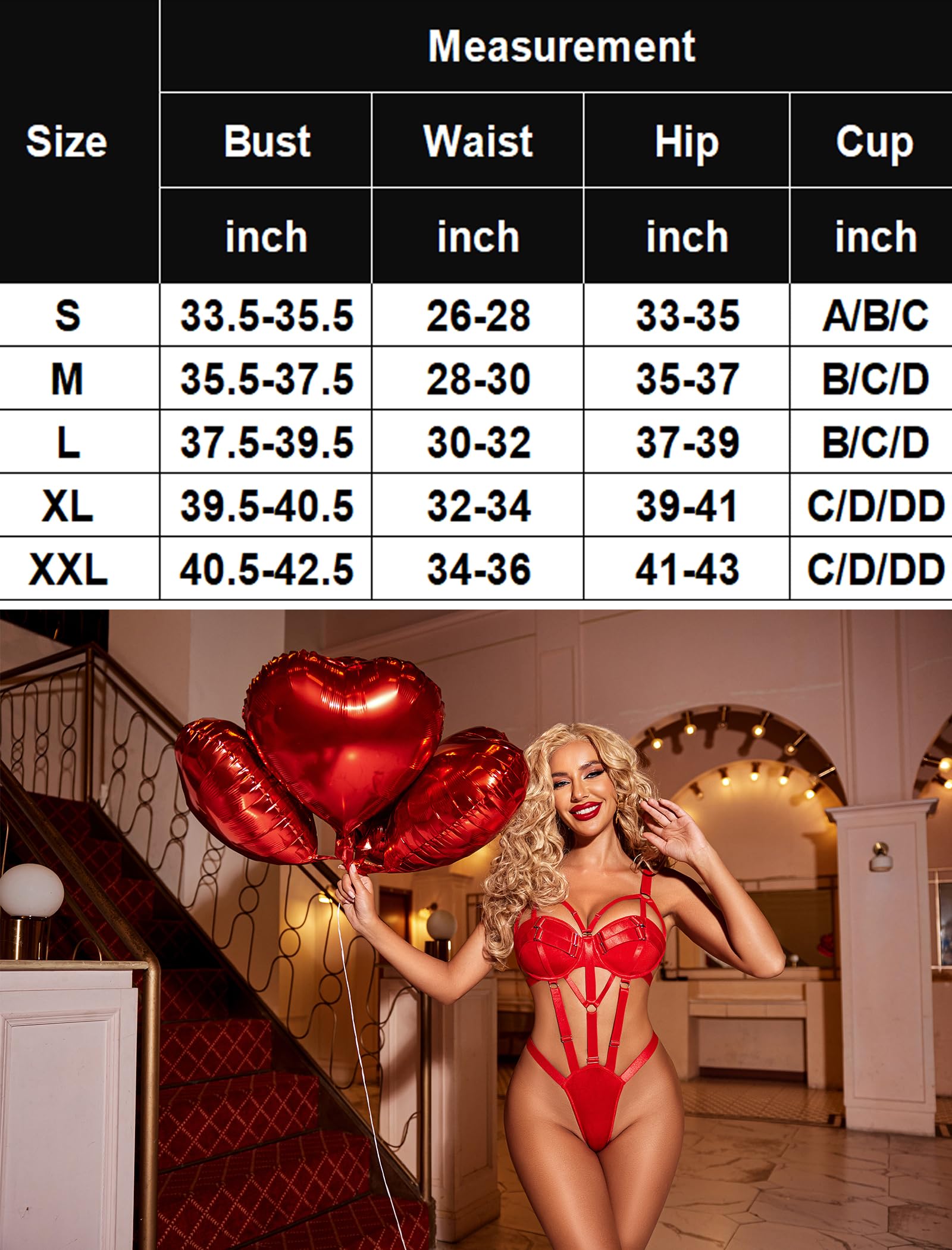 Avidlove Sexy Lingerie Set Lingerie Teddy One Piece Bodysuit Valentines Babydoll Red Small
