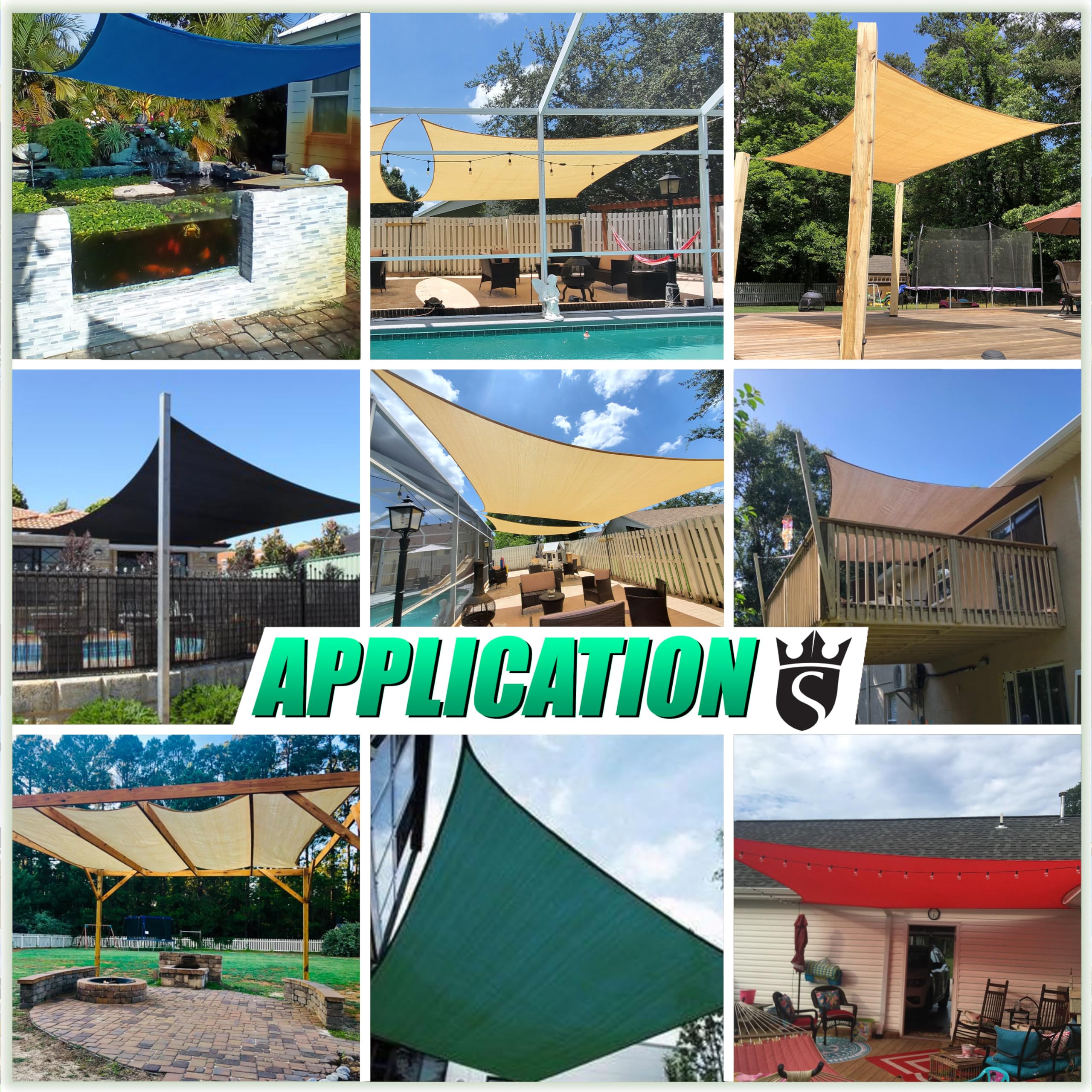 Royal Shade 8' x 12' Cream Rectangle Sun Shade Sail Canopy Outdoor Patio Fabric Screen Awning RTAPR0812 - UPF50+ 95% UV Blockage, Heavy Duty, Water & Air Permeable (We Make Custom Size)
