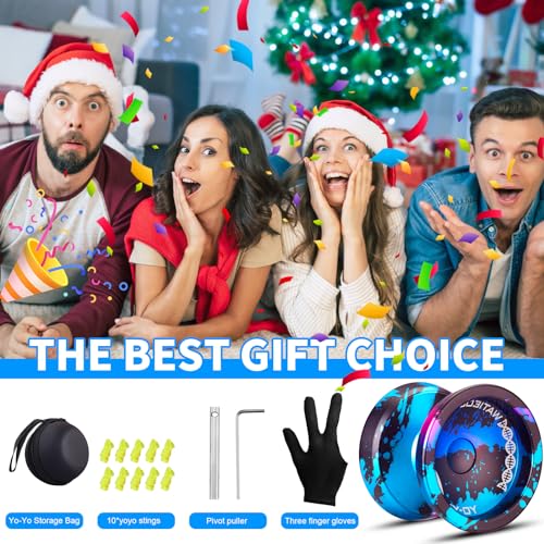WATIEOBOO yoyo Professional Responsive Yoyo Bearing for Kids 8-12 Beginner Unresponsive Yo yo Bearing for Fingerspin yoyos Tricks with Yoyo Accessories-Dark Blue Pink