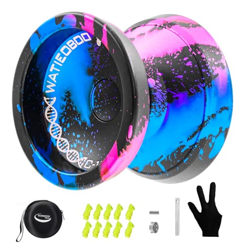 WATIEOBOO yoyo Professional Responsive Yoyo Bearing for Kids 8-12 Beginner Unresponsive Yo yo Bearing for Fingerspin yoyos Tricks with Yoyo Accessories-Dark Blue Pink