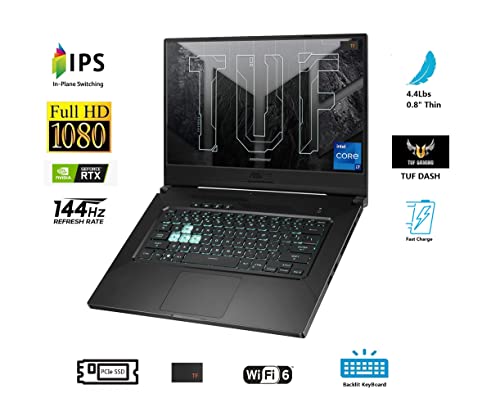 2022 New ASUS Powerful TUF Dash Gaming Laptop: 15.6" FHD 144Hz IPS Display, Intel Gaming H Core H 8-Core i7-11370H, 32GB RAM, 1.5TB SSD, 4GB GeForce RTX 3050Ti, Wifi6, Backlit-KYB, DTS, Win10H