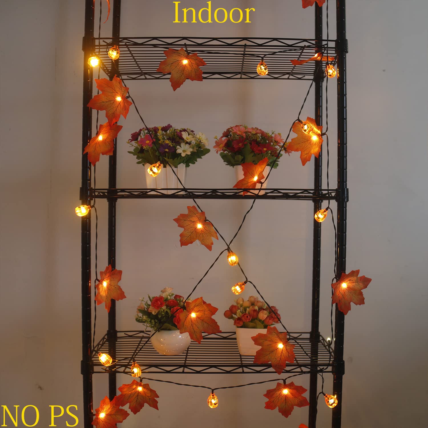 Xingpold Fall Decor Solar Pumpkin Maple Leaf String Lights Outdoor, 50LED 30ft Fall Garland with Lights Waterproof Pumpkin Lights for Thanksgiving Halloween Autumn Door Porch Home Garden Decorations