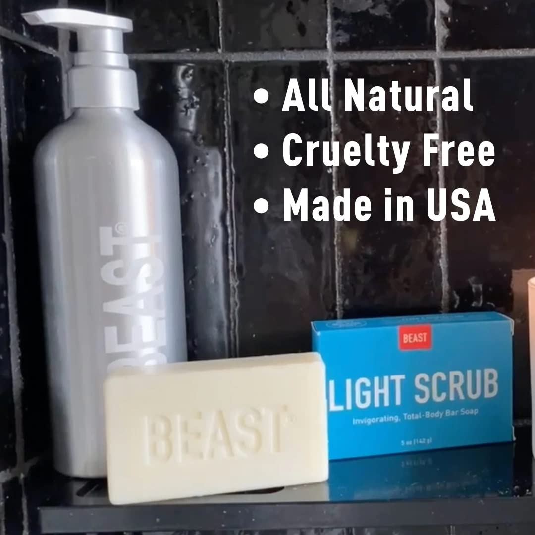 Beast Light Scrub Bar Soap, Naturally Exfoliating Scrubbing Soap, Beast Blue Scent Smells Amazing, 5oz