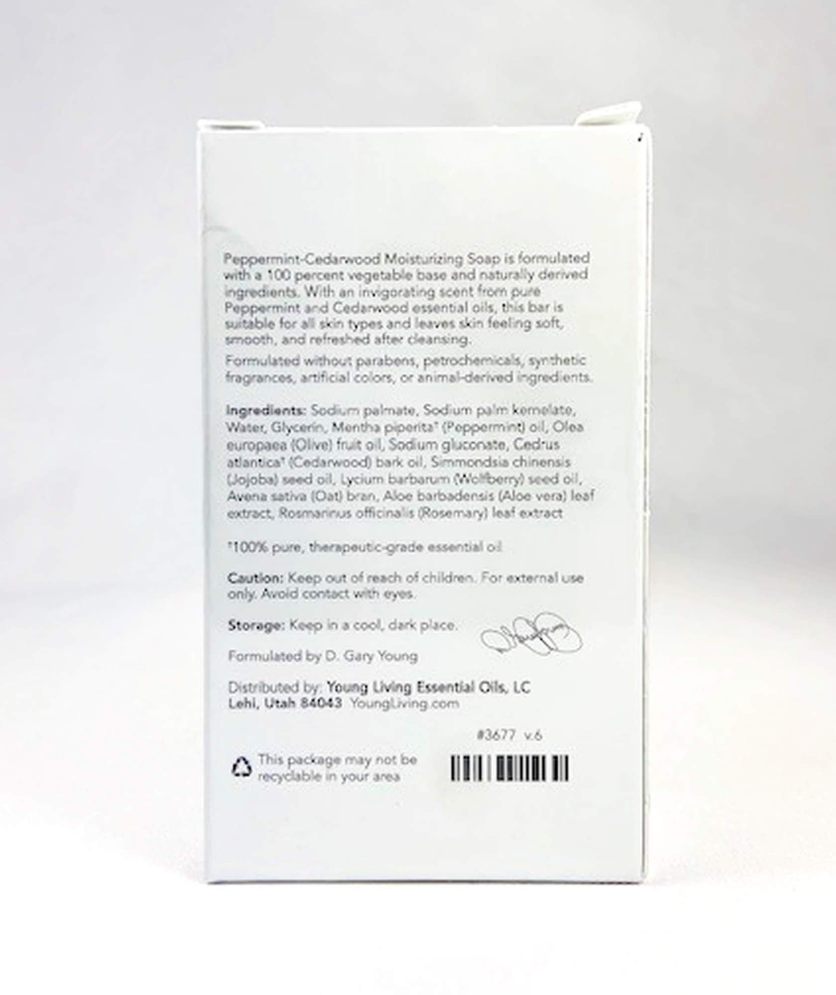 Young Living Bar Soap - Peppermint Cedarwood, 3.5 Oz | Bath Care | Moisturizing Skincare Soap | Gently Cleanses & Refreshes Dry Skin | Plant-Based | Soft & Smooth | Water and Glycerin Infused