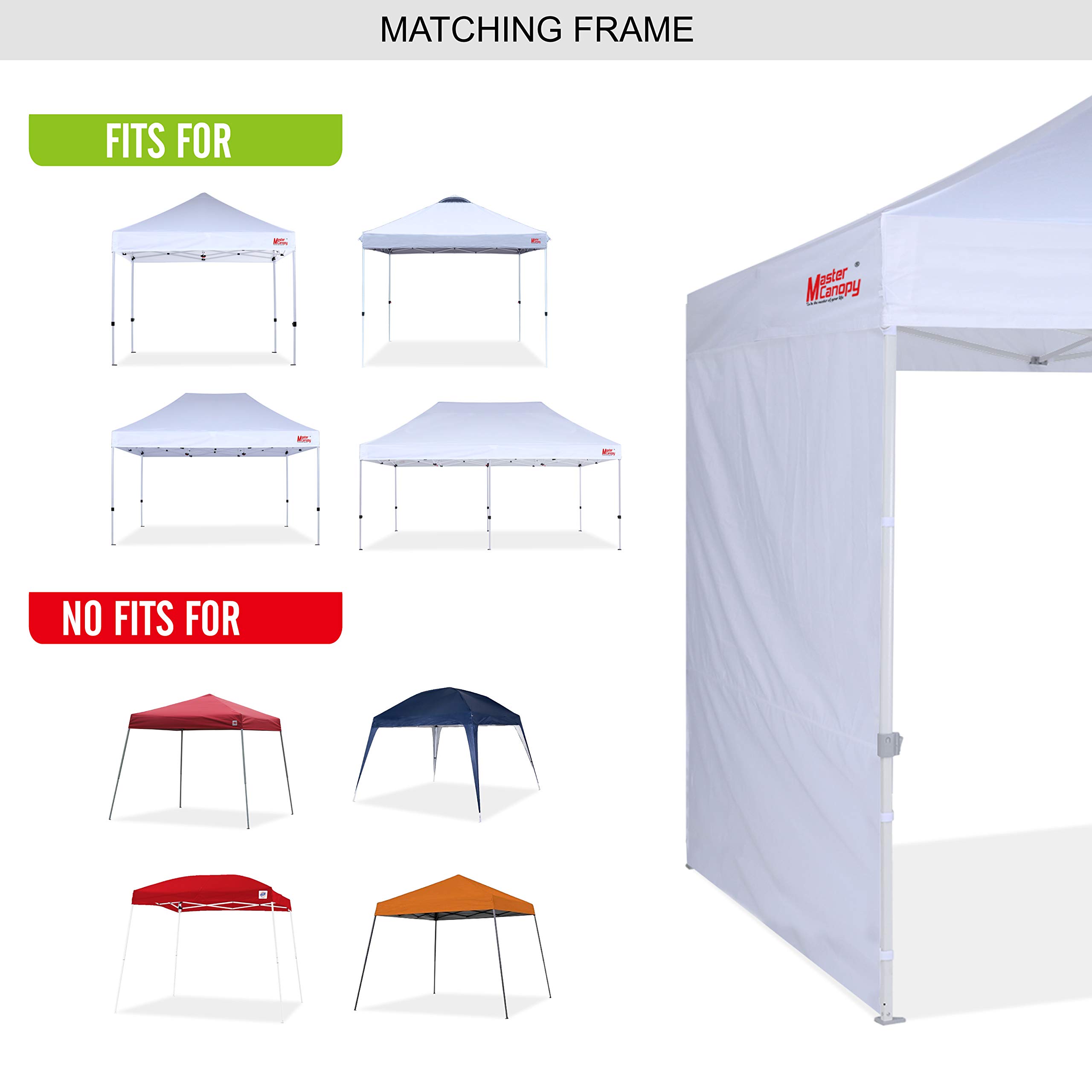 MASTERCANOPY Pop-up Canopy Sidewall Kit, 3 Sidewalls & 1 Doorwall Only Excluding top and Frame (10x10,Black)