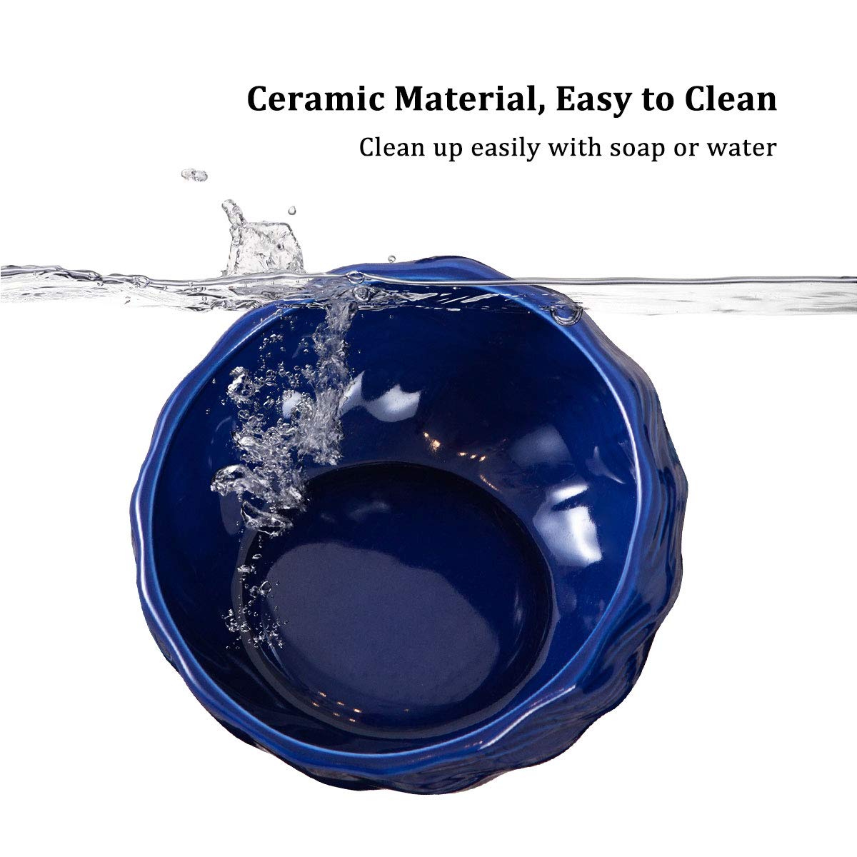 Jemirry Ceramic Elevated Cat Bowl Anti Vomiting, 15° Tilted Food and Water Cat Bowl Set, Raised Pet Bowl with Non-Slip Stand for Cat and Dog, Protect Pet's Spine, Microwave Dishwasher Safe (Sea Blue)