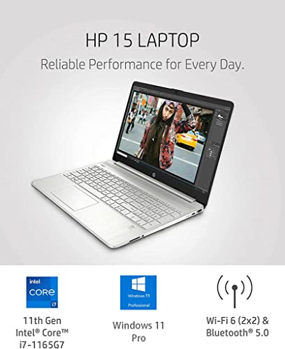 Newest HP 15t Business Laptop, 15.6’’ Full HD Touchscreen, Intel Core i7-1165G7 Processor, 32GB RAM, 1TB SSD, Backlit Keyboard, Fingerprint Reader, Wi-Fi 6, Webcam, HDMI, Windows 11 Pro, Silver