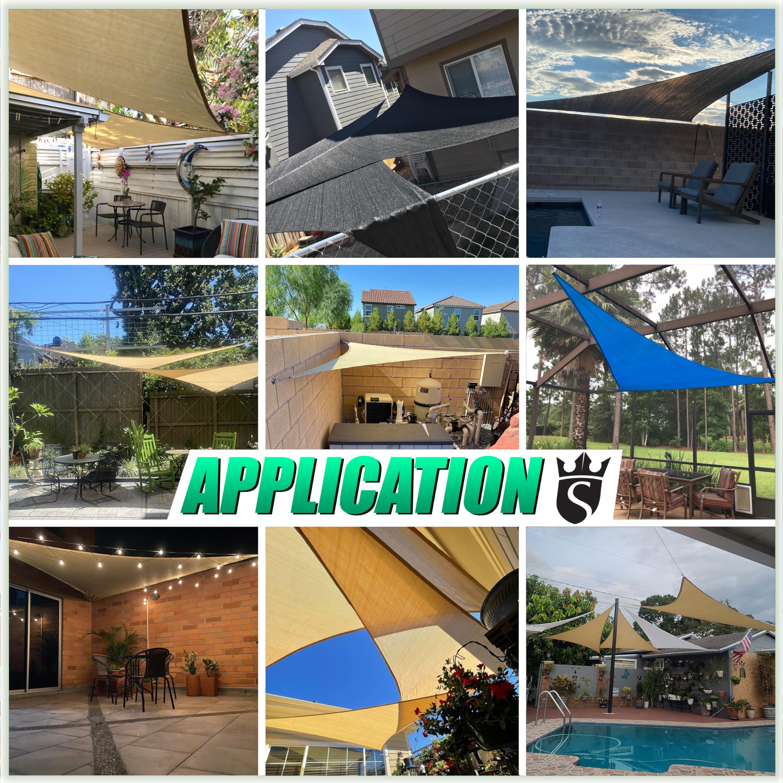 Royal Shade 10' x 10' x 10' Beige Triangle Sun Shade Sail Canopy Outdoor Patio Fabric Screen Awning RTAPT10 - UPF50+ 95% UV Blockage, Heavy Duty, Water & Air Permeable (We Make Custom Size)