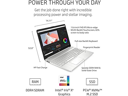 Newest HP 15t Business Laptop, 15.6’’ Full HD Touchscreen, Intel Core i7-1165G7 Processor, 32GB RAM, 1TB SSD, Backlit Keyboard, Fingerprint Reader, Wi-Fi 6, Webcam, HDMI, Windows 11 Pro, Silver