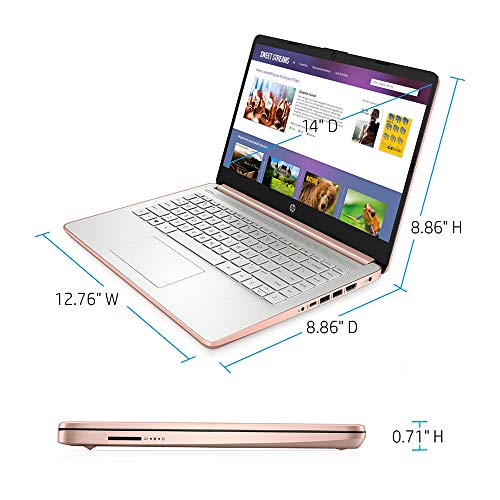 2021 HP Stream 14" HD Laptop Computer, Intel Celeron N4020 Processor, 4GB RAM, 64GB eMMC, HD Audio, HD Webcam, Intel UHD Graphics 600, 1 Year Office, HDMI, Win 10S, Rose Gold, 32GB SnowBell USB Card