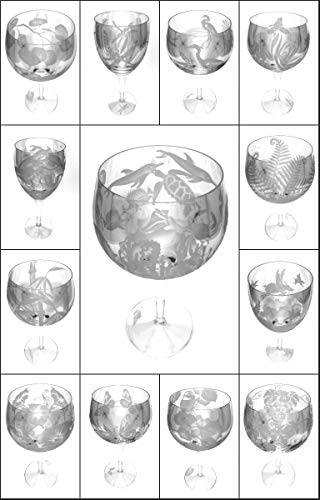 IncisoArt Hand Etched Italian Crystal Goblet Sandblasted (Sand Carved) Handmade Wine Water Glass Engraved (Oak Leaves Acorn Nut, 340 Milliliter (11.5 Ounce) White Wine)
