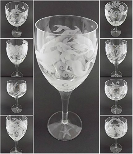 IncisoArt Hand Etched Italian Crystal Goblet Sandblasted (Sand Carved) Handmade Wine Water Glass Engraved (Oak Leaves Acorn Nut, 340 Milliliter (11.5 Ounce) White Wine)