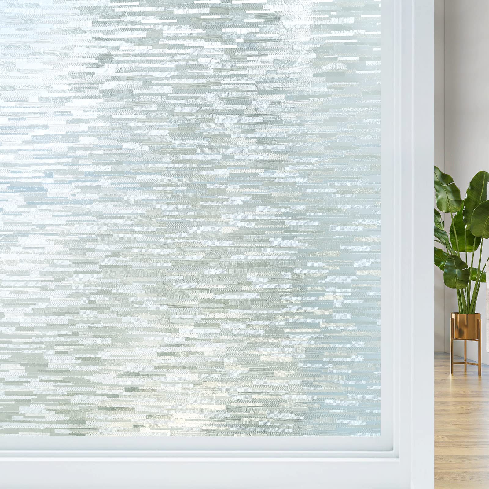 Haton Window Privacy Film, Frosted Glass Static Cling Sun Heat Blocking Window Clings, Frosting Opaque Coverings, Vinyl Removable Stickers Tint for Home Door Office, Non Adhesive 17.5" x 78.7"