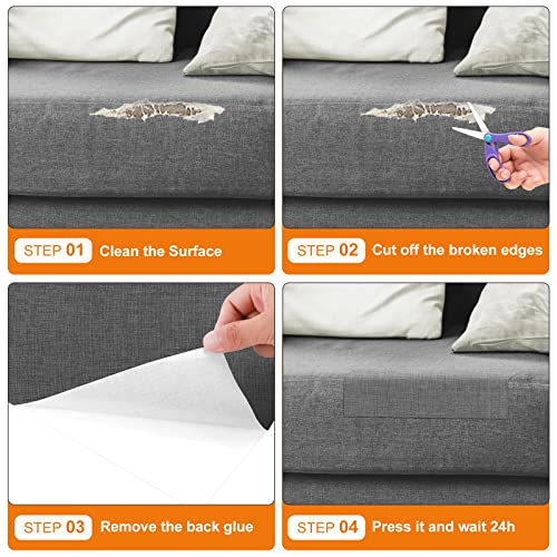 2 PCS Fabric Repair Patch - 8 x 11 Inch Self-Adhesive Canvas Patches for Furniture, Couch, Sofas, Car Seats, Chairs - Linen Repair Kit With Tape - Dark Grey