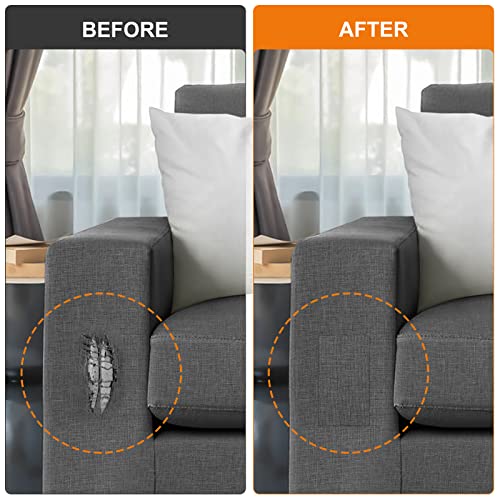 2 PCS Fabric Repair Patch - 8 x 11 Inch Self-Adhesive Canvas Patches for Furniture, Couch, Sofas, Car Seats, Chairs - Linen Repair Kit With Tape - Dark Grey