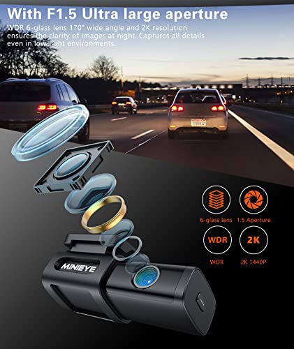Dash Cam Front and Rear, 4K + 1080P Car Camera with ADAS Driver Alerts,170° Wide View with Night Vision, Parking Mode, G-Sensor, Loop Recording APP and Voice Control,64G Card Include