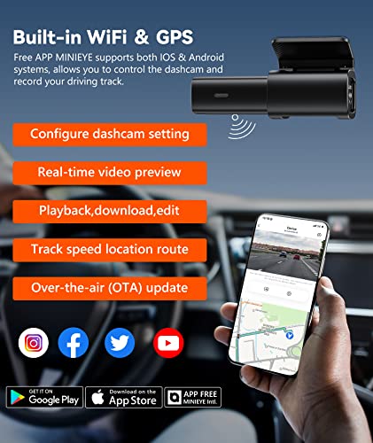 Dash Cam Front and Rear, 4K + 1080P Car Camera with ADAS Driver Alerts,170° Wide View with Night Vision, Parking Mode, G-Sensor, Loop Recording APP and Voice Control,64G Card Include