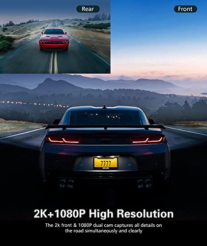 Dash Cam Front and Rear, 4K + 1080P Car Camera with ADAS Driver Alerts,170° Wide View with Night Vision, Parking Mode, G-Sensor, Loop Recording APP and Voice Control,64G Card Include