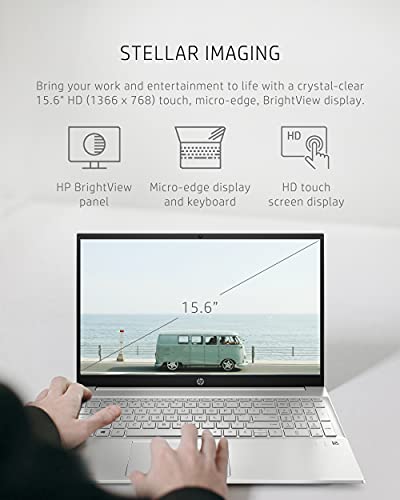 HP Pavilion 15 Laptop, AMD Ryzen 5 5500U, 8 GB RAM, 512 GB SSD, 15.6” HD Touchscreen, Windows 10 Home, Thin, Lightweight Computer with Webcam, Business, Study, & Entertainment (15-eh1010nr, 2021)