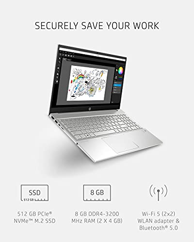 HP Pavilion 15 Laptop, AMD Ryzen 5 5500U, 8 GB RAM, 512 GB SSD, 15.6” HD Touchscreen, Windows 10 Home, Thin, Lightweight Computer with Webcam, Business, Study, & Entertainment (15-eh1010nr, 2021)