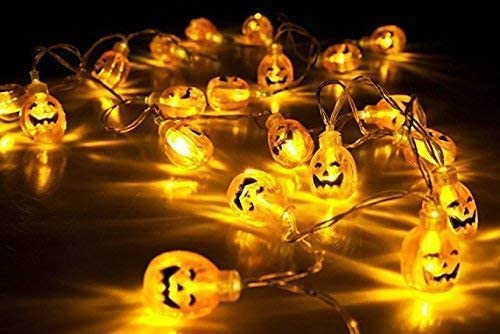 Senmao Home Decor 2Pack Halloween Solar Lights with 30 Pumpkin Lights,Orange Lights for Halloween 20ft 30LEDs,Outdoor Halloween Lights for Patio, Garden,Parties (IP65,8 Light Modes)