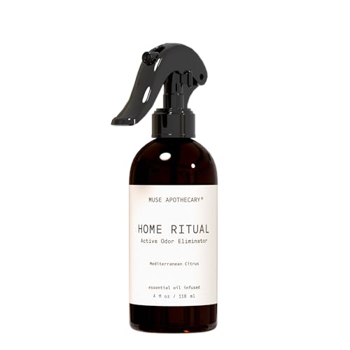 Muse Apothecary Home Ritual Active Odor Eliminator Spray - Furniture Deodorizer & Bathroom Odor Eliminator - Essential Oil Air Freshener - 4oz, Mediterranean Citrus